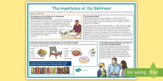 Staff Wellbeing The Importance of the Staffroom