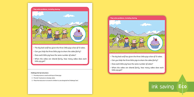 EYFS Maths Sharing Challenge: Three Little Pigs Sharing Cakes
