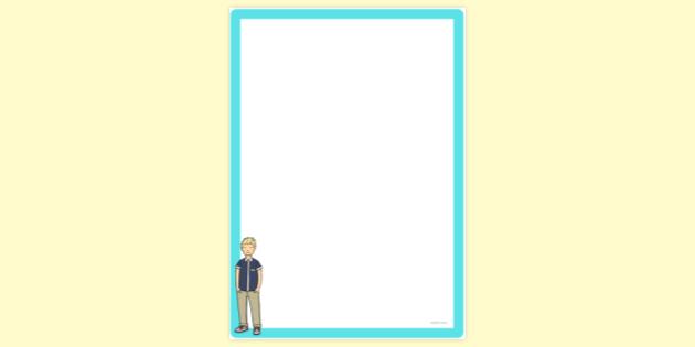 FREE! - Simple Boy Stood Up Page Border | Page Borders | Twinkl