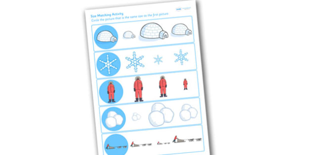 Winter Size Matching Worksheet (teacher made)