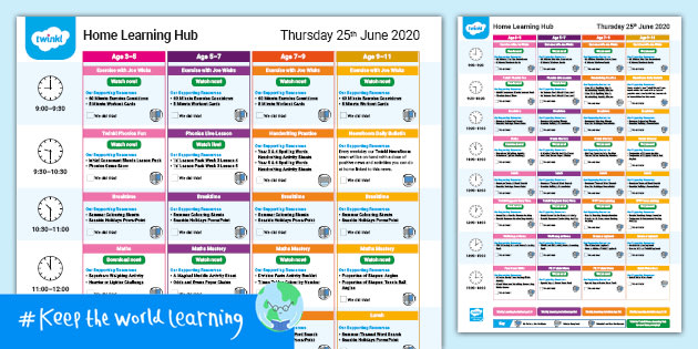 FREE! - Home Learning Hub Daily Plan Thursday 25th June