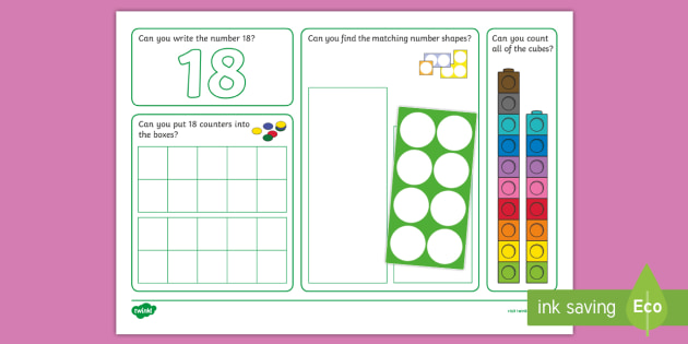 * NEW * All About Number 18 Activity Mat - Early Years Maths, EYFS
