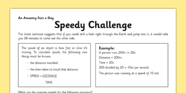 Speedy Challenge Worksheet / Worksheet (teacher made)