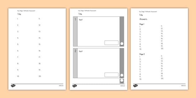 KS1 Editable Maths Arithmetic Assessment (teacher made)