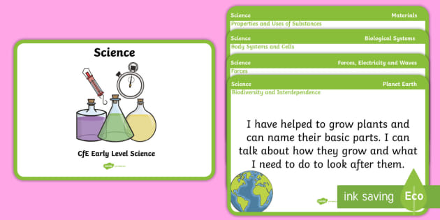 CfE Early Level Science Experiences and Outcomes Display Posters