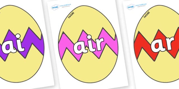 Phase 3 Phonemes on Easter Eggs (Cracked) (teacher made)