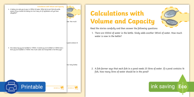 Calculations with Volume and Capacity (teacher made)