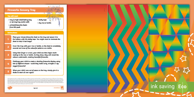 Fireworks Sensory Tray Instructions and Inserts