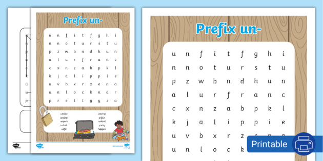 Un- Prefix Word Search | South Africa (creat de profesori)