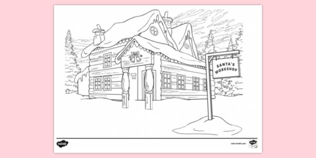 santa's house coloring pages