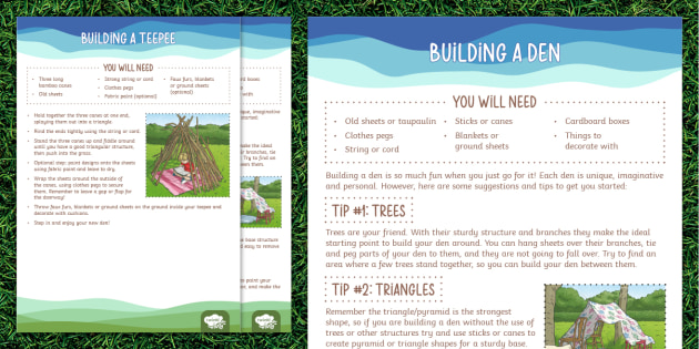 Den and Teepee Building - Outdoor Activities | Twinkl Party
