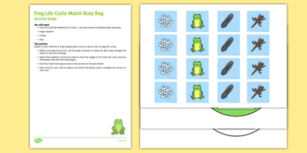 Frog Life Cycle Match Busy Bag Resource Pack For Parents