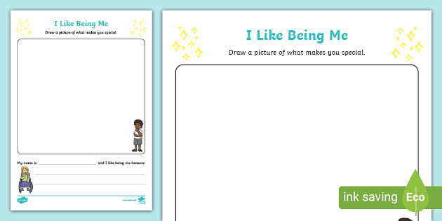 I Like Being Me Activity Sheet - Writing Frame - EYFS