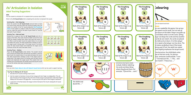 /k/ Articulation in Isolation Activity Pack (teacher made)/k ...