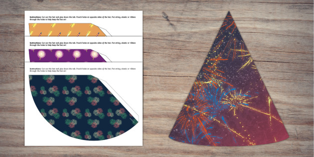 Firework Party Hats | Twinkl Party (teacher made)