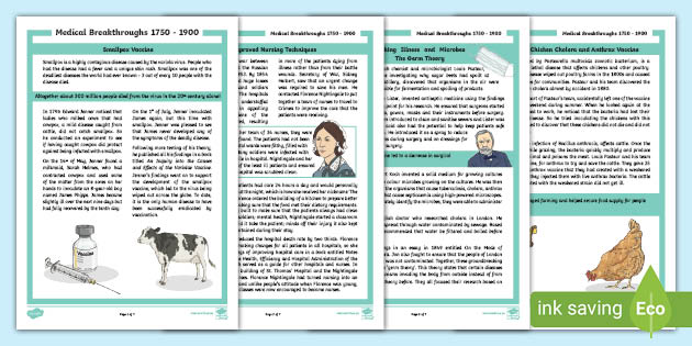 Medical Breakthroughs 1750 -1900 Comprehension