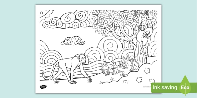Monkey Mindfulness Colouring Page (teacher made)