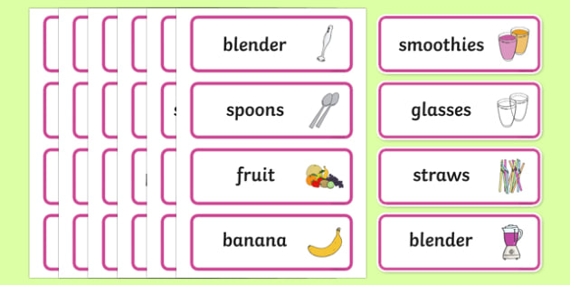 Smoothie Bar Role Play Word Cards (teacher made)