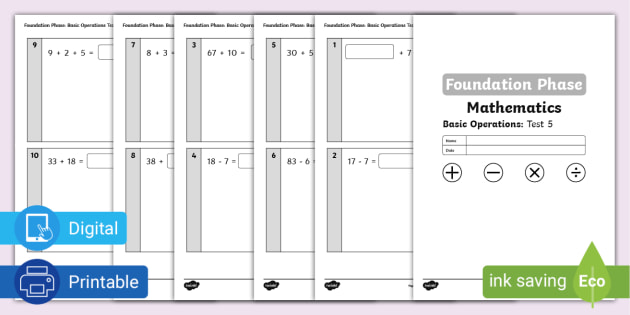 Grade 3 Maths Test 5 | Foundation Phase Basic Operations