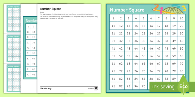 Number Square Display Poster (teacher made)