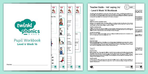 ‘mb’ saying /m/ Level 6 Week 16 Phonics Workbook – KS1