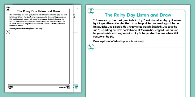 Pre-K Reading Passage The Rainy Day Listen and Draw