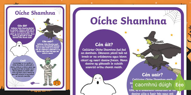 Halloween Aistear Where, When, What Poster Gaeilge