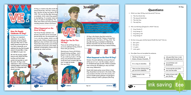 LKS2 VE Day: Reading Comprehension (teacher made)