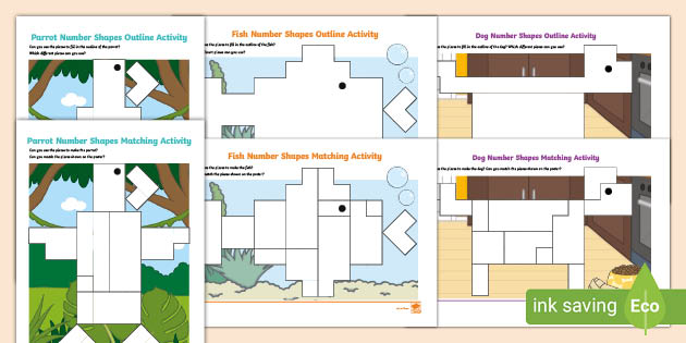 👉 Pet-Themed Number Shape Matching and Outlines Activity Pack