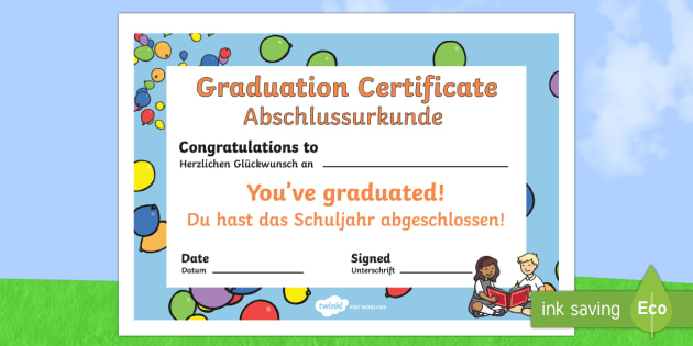 School Graduation Certificate English/German - School Graduation ...