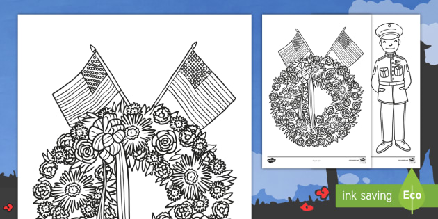 Memorial Day Coloring Page - - color, numbers, number recognition, art