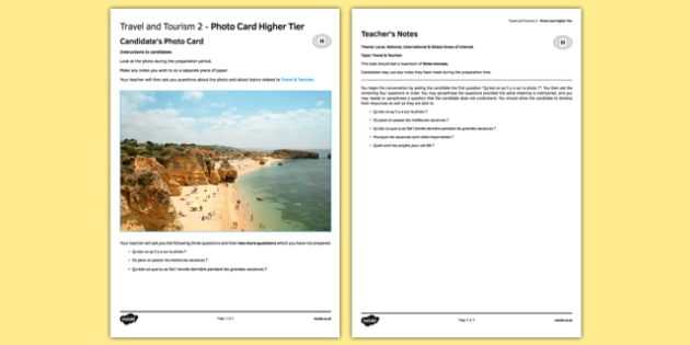 Travel and Tourism 2 GCSE Higher Tier Photo-Card French