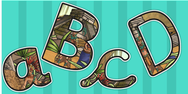 Ancient Mayans Themed Size Editable Display Lettering - mayan