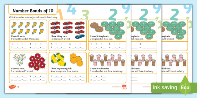 Number Bond Worksheets 2nd Grade Number Bonds To Ten Rainbow Craft