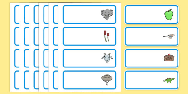 Editable Drawer - Peg - Name Labels (Set 2) - Blue