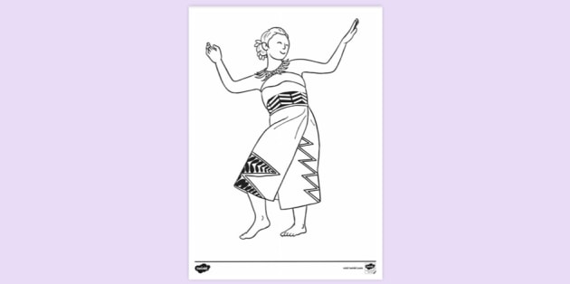 Samoan Female Dancer Colouring | Colouring Sheets