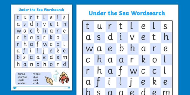 Under the Sea Wordsearch (teacher made)