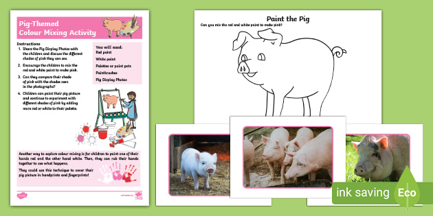 Pig-Themed Colour Mixing Activity (teacher made)