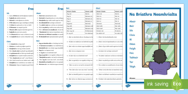 Irish Neamhrialta Verbs Practice Worksheets | Twinkl