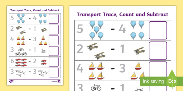 Transport Trace Count and Subtract Activity (teacher made)