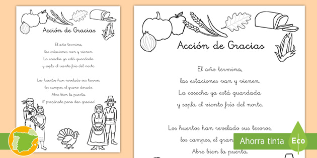 Hoja De Trabajo De Vocabulario De Acción De Gracias