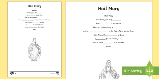 Hail Mary Missing Words Differentiated Worksheet / Worksheets-Scottish