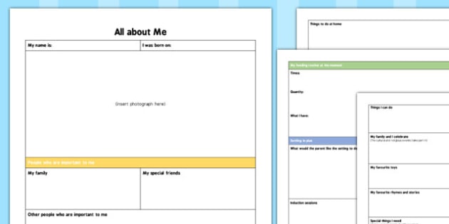 Childminders Parent Questionnaire All About Me for Babies - parent