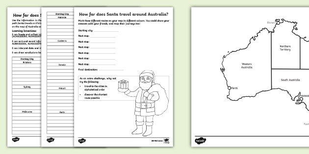 Santa's Journey Around Australia Mapping Activity HASS