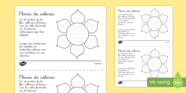 Ficha de actividad - Flores de colores (teacher made)