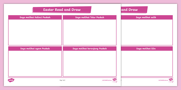Easter Read and Draw Activity Indonesian (teacher made)