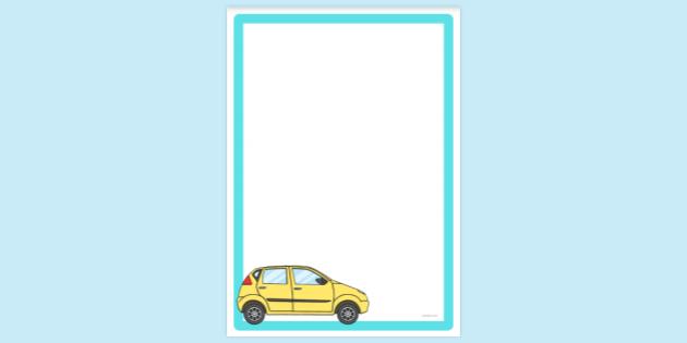 Simple Blank Car (Side View) Page Border | Page Borders