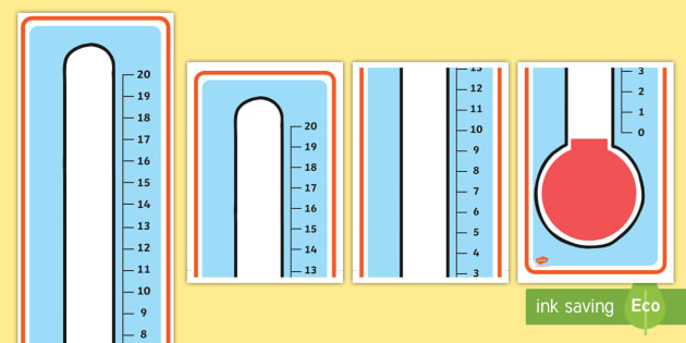 Thermometer 0-20 Vertical Number Line Display Banner