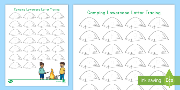 * NEW * Camping Lowercase Letter Tracing Activity Sheet - early