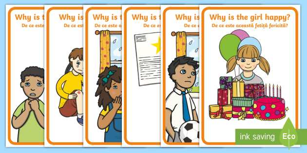 Why Question Emotion Cards English/Romanian - Why Question Emotion Cards